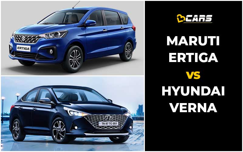 Ertiga vs Verna Comparison | Prices, Specs, Dimensions