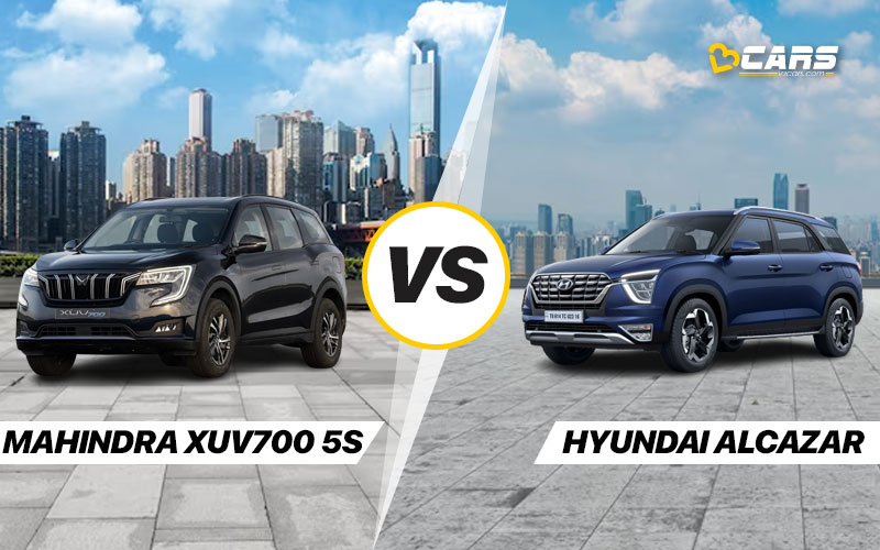 XUV700 5S vs Alcazar Comparison | Prices, Specs, Dimensions