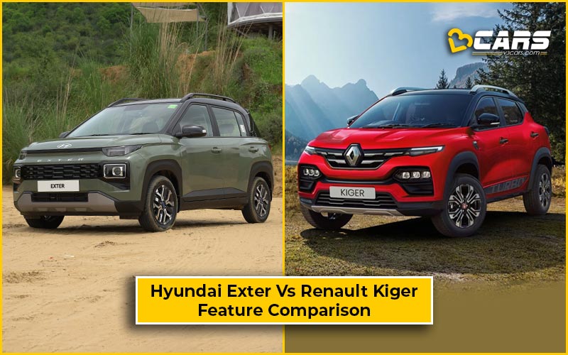 Hyundai Exter Vs Kiger (Renault) - Top Model Feature Comparison